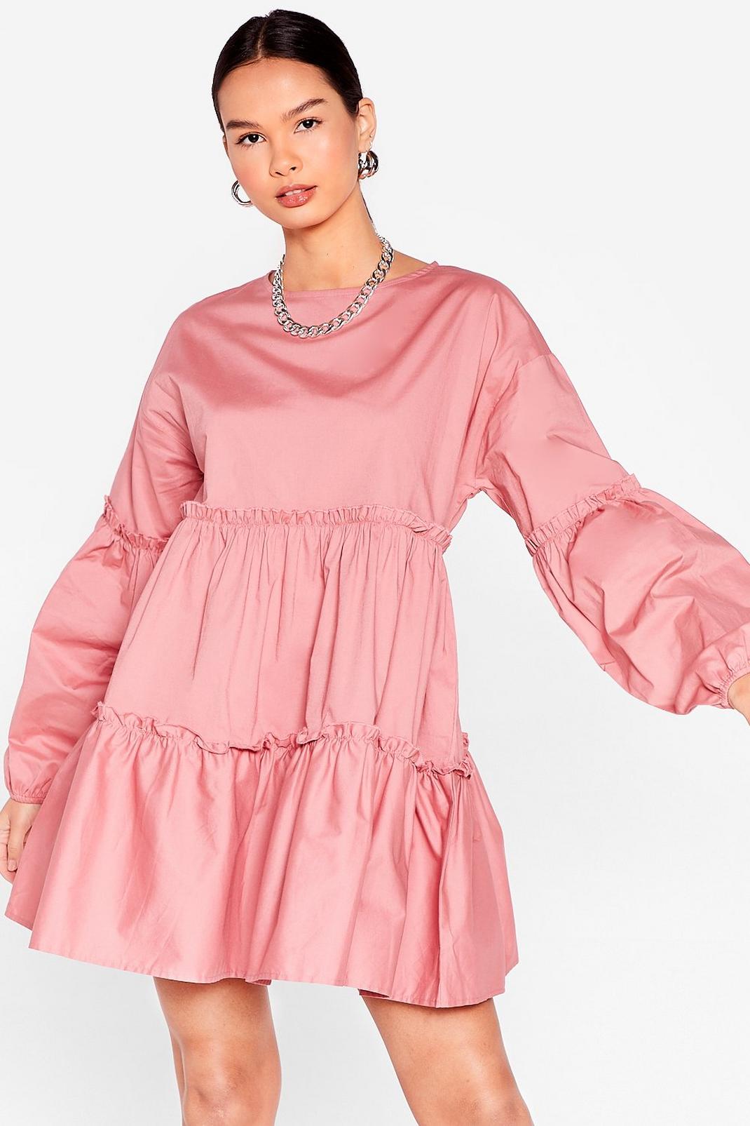 Long Sleeve Tiered Mini Smock Dress Nasty Gal